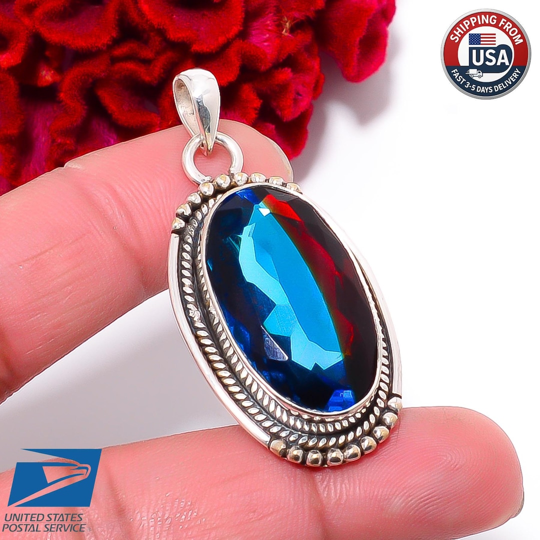 Tourmaline October Birthstone Pendant Oval Gemstone 925 Sterling Silver ...