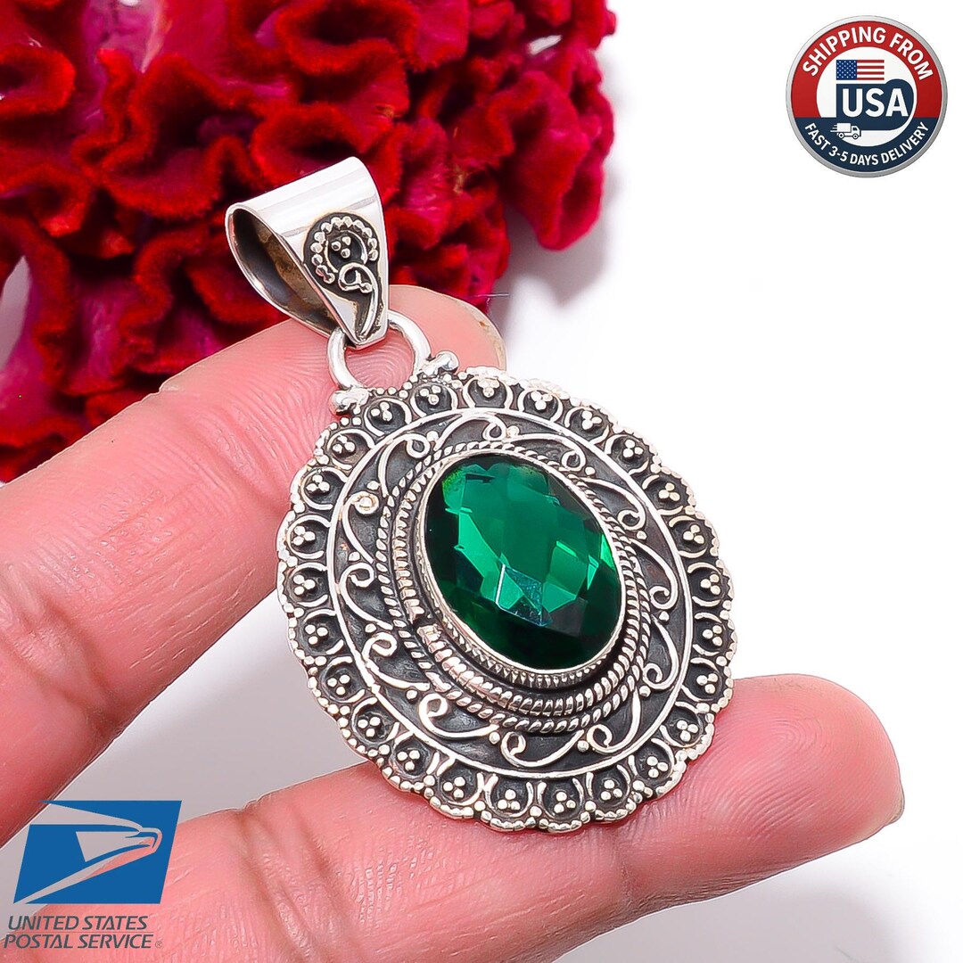 Handcrafted Green Chrome Diopside Pendant Solid 925 Sterling Silver ...