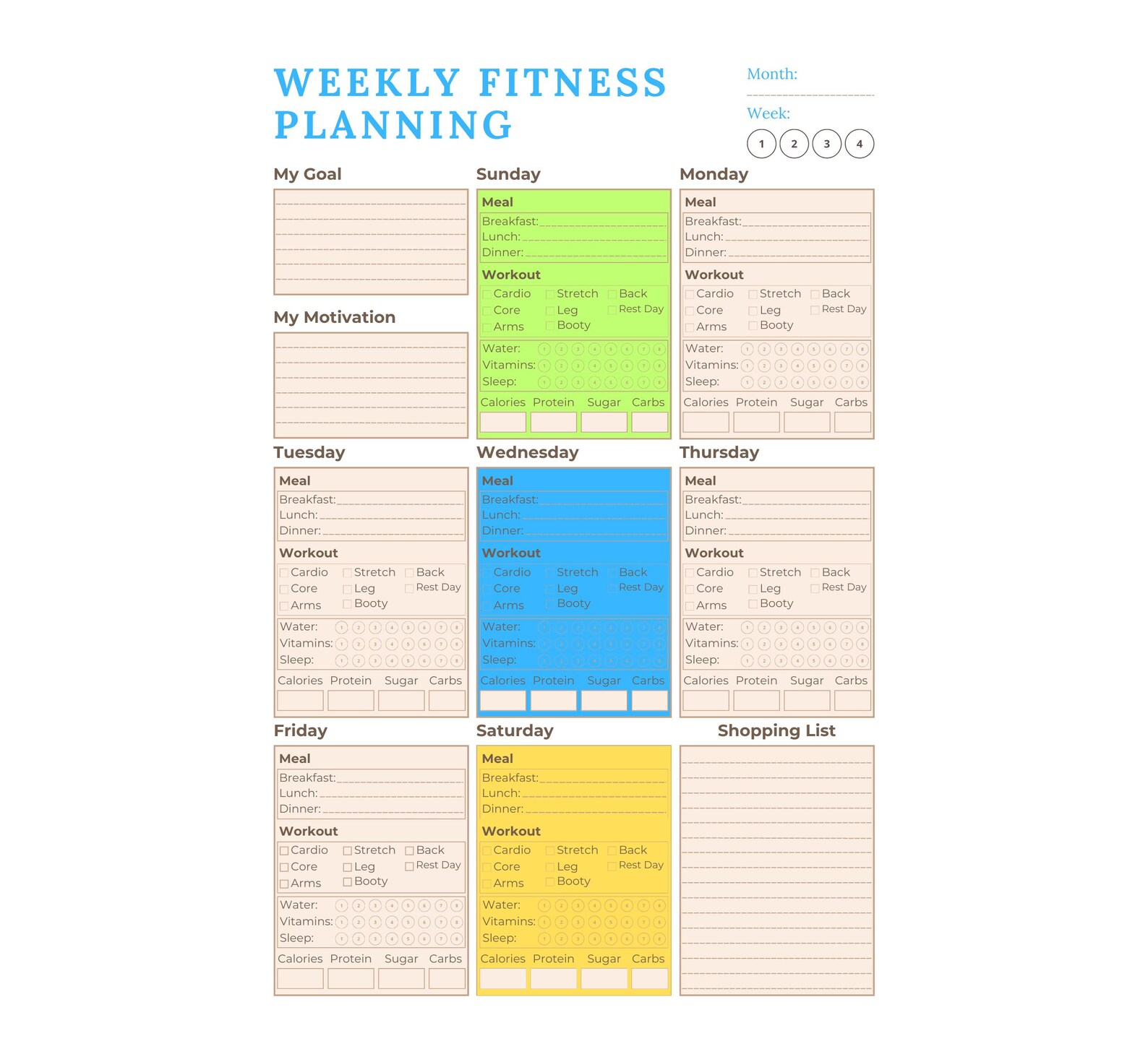 Fitness Plan Template - Etsy
