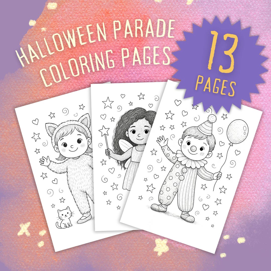 Costume Parade Coloring Pages – 13 Cute Carnival Outfits for Kids ...
