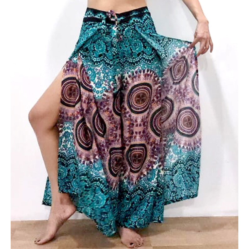 Thai Feather Mandala Art Boho Wide Leg Yoga Pants: Hippie Style ...