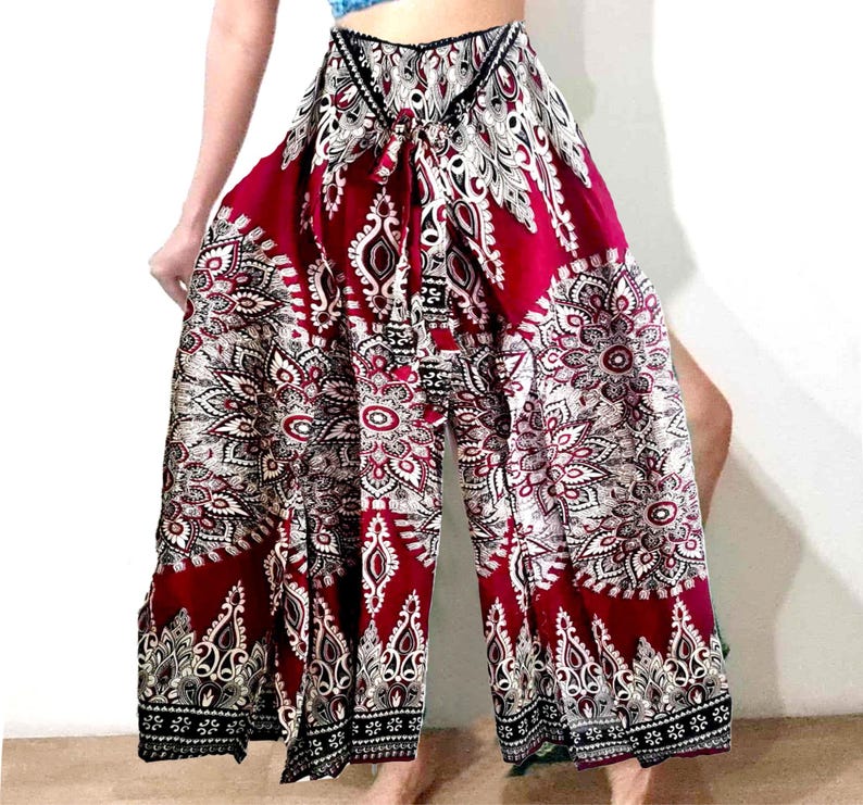 Thai Feather Mandala Art Boho Wide Leg Yoga Pants: Hippie Style ...