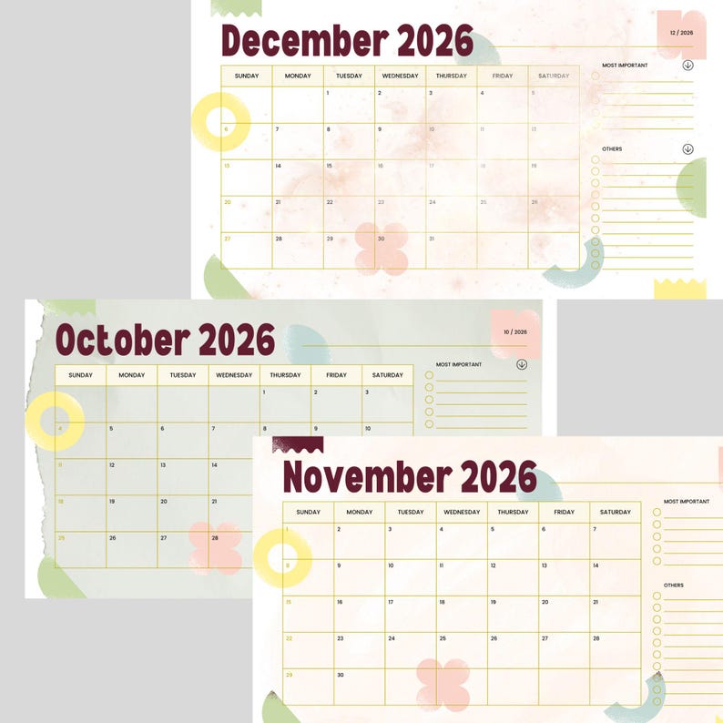 Editable 2026 Monthly Calendar Printable and Editable 2026 Monthly ...