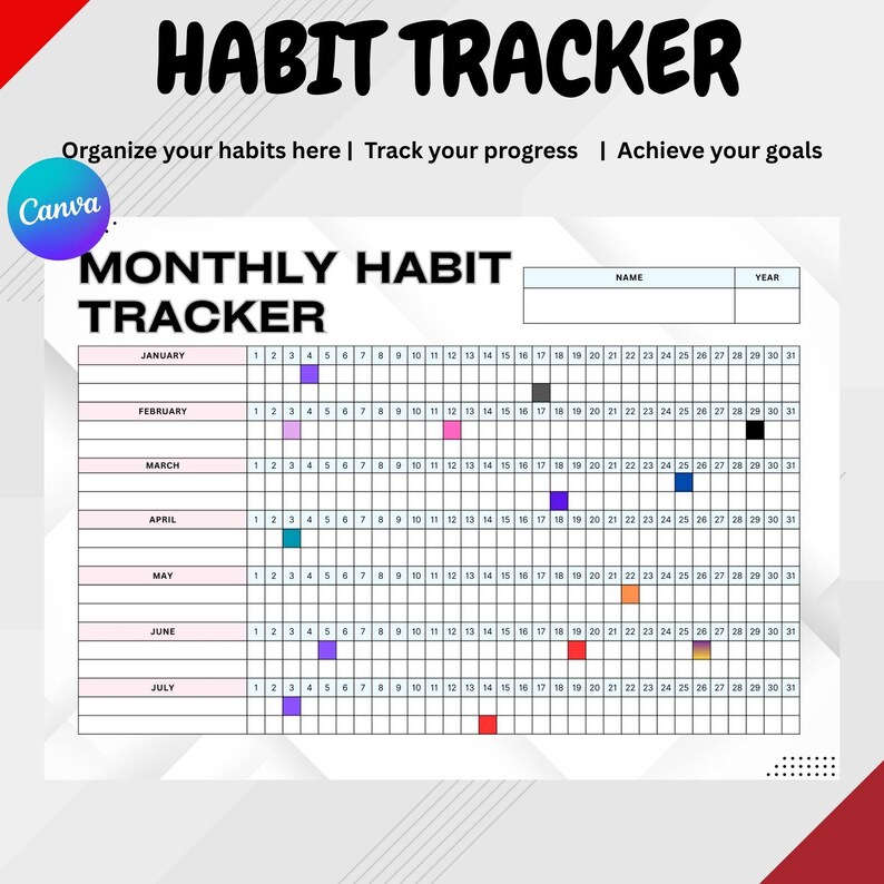Habit Tracker - PRINTABLE Journal Page - Monthly Tracker - Monthly Goal ...