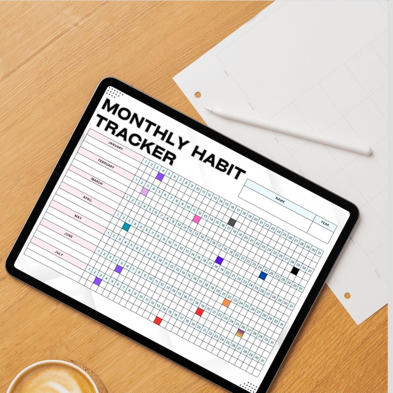 Habit Tracker - PRINTABLE Journal Page - Monthly Tracker - Monthly Goal ...