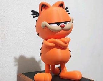 Iconic Orange Fat Cat Figurine - 7.9" Large 3D Printed Statue - Grumpy ...