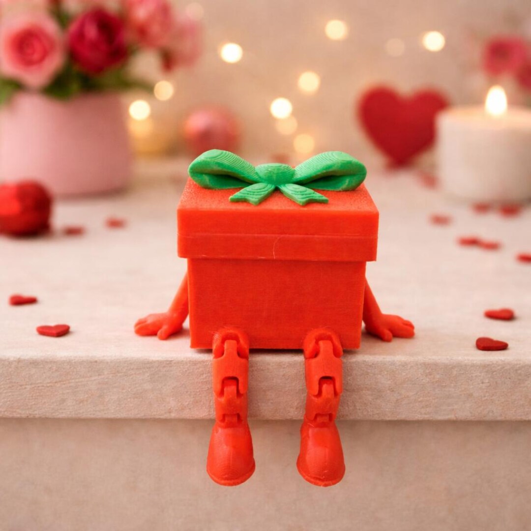 3D Printed Articulated Gift Box | Desk, Shelf Sitter or Cake Topper - Etsy