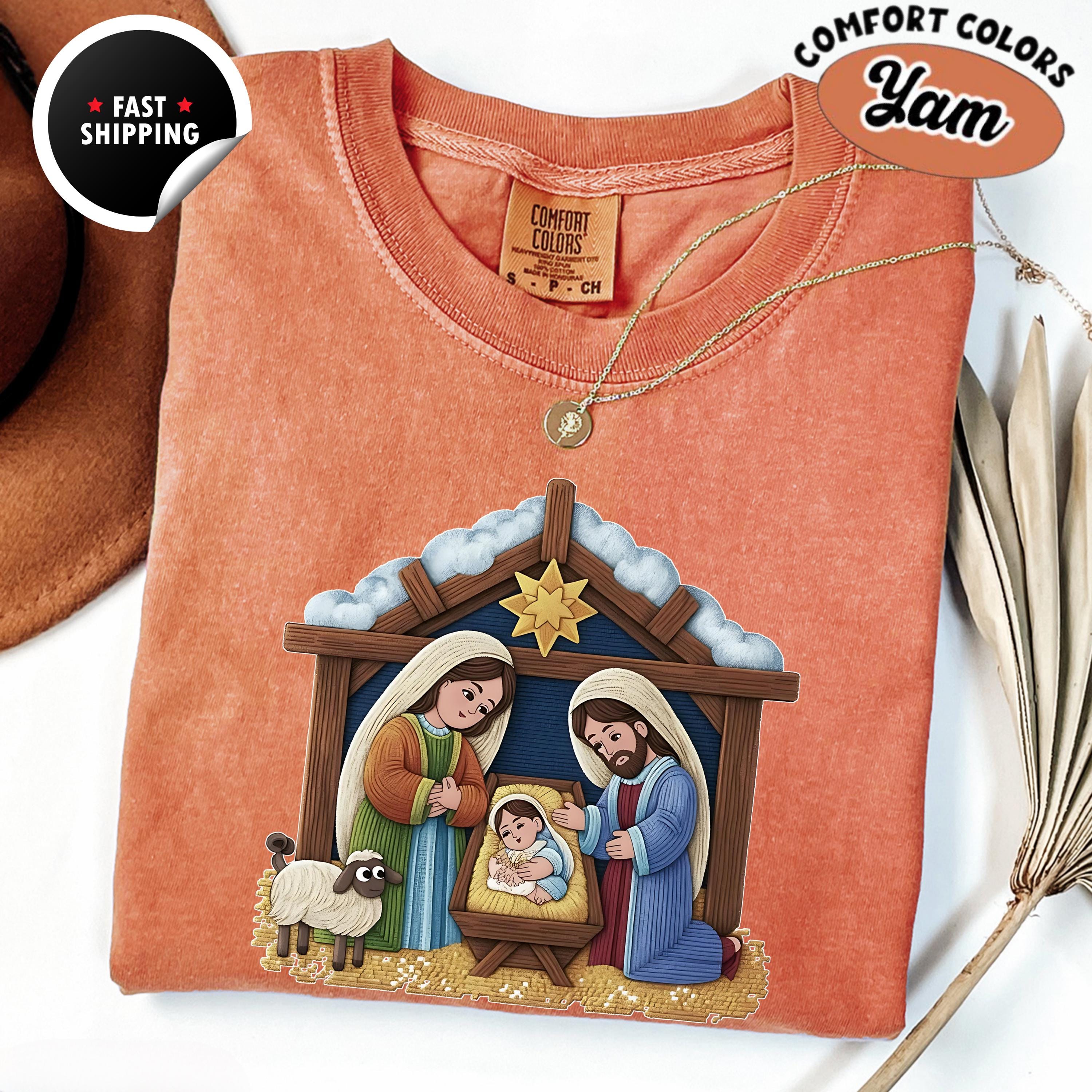 Cute Nativity Scene T-shirt, Holy Family Manger Christmas 2026 Gift ...