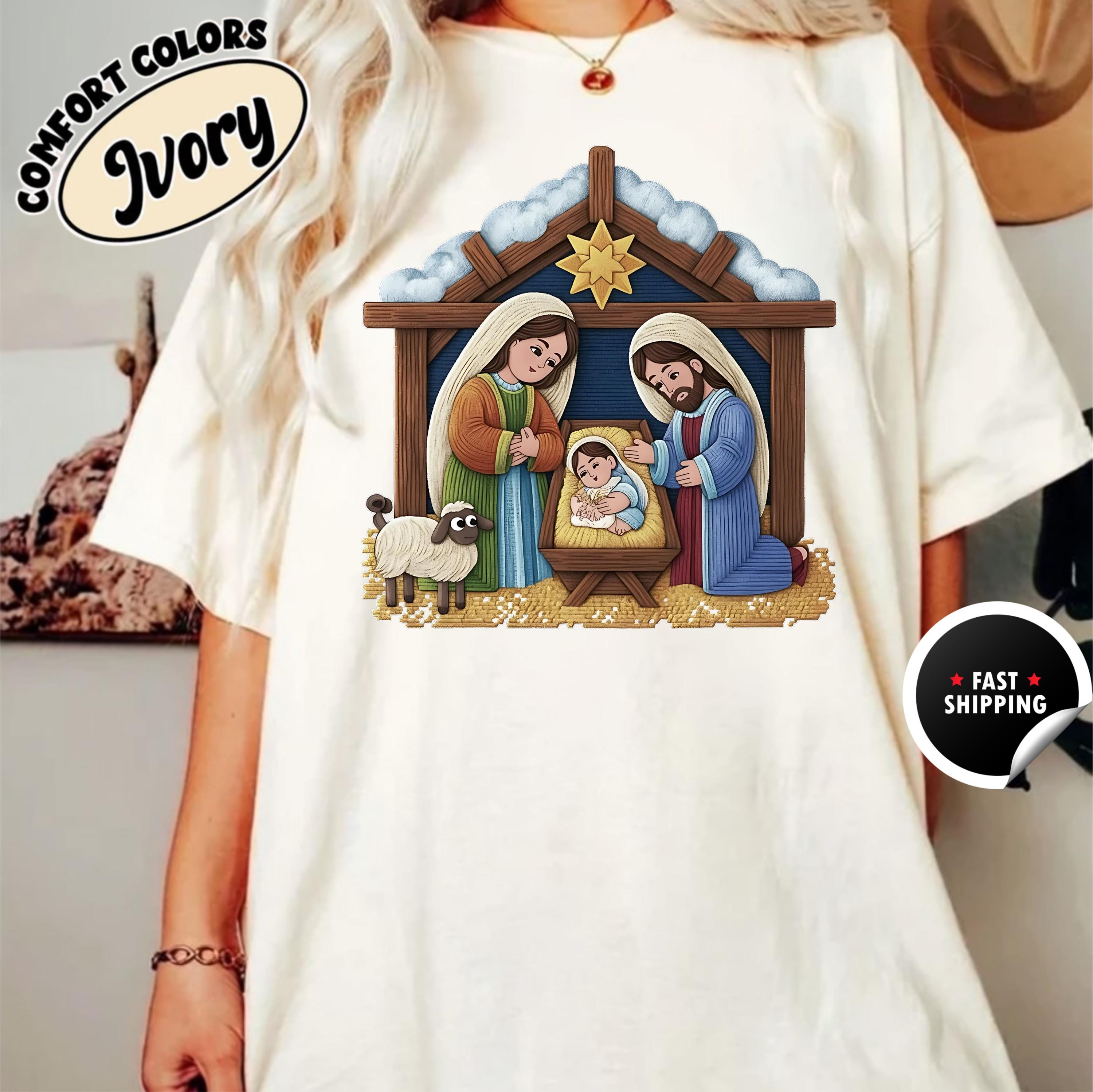 Cute Nativity Scene T-shirt, Holy Family Manger Christmas 2026 Gift ...
