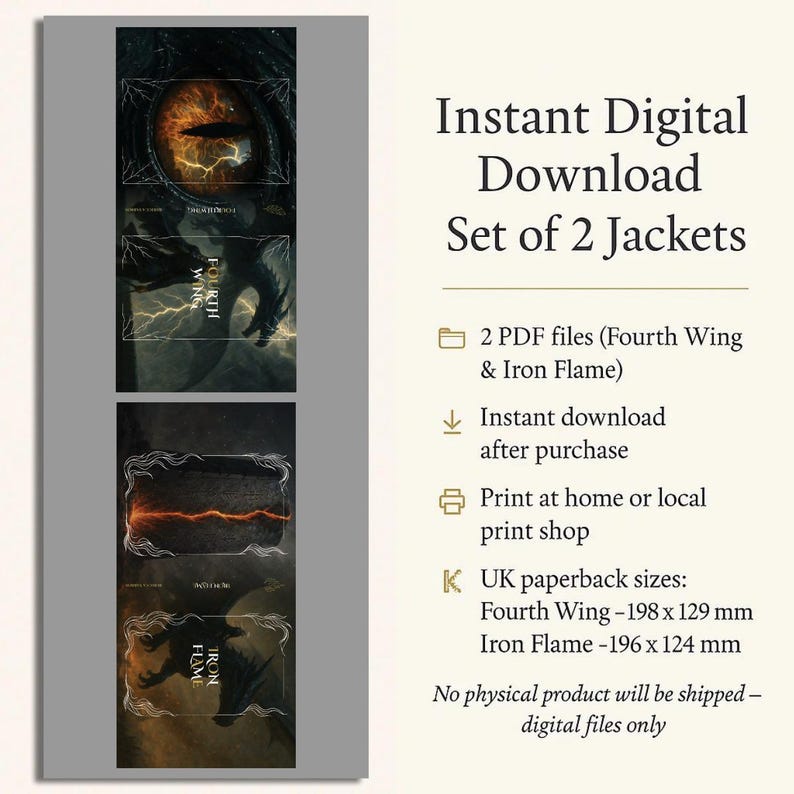 Fourth Wing & Iron Flame Dust Jacket Set - UK Paperback Edition (PDF Download) - Etsy