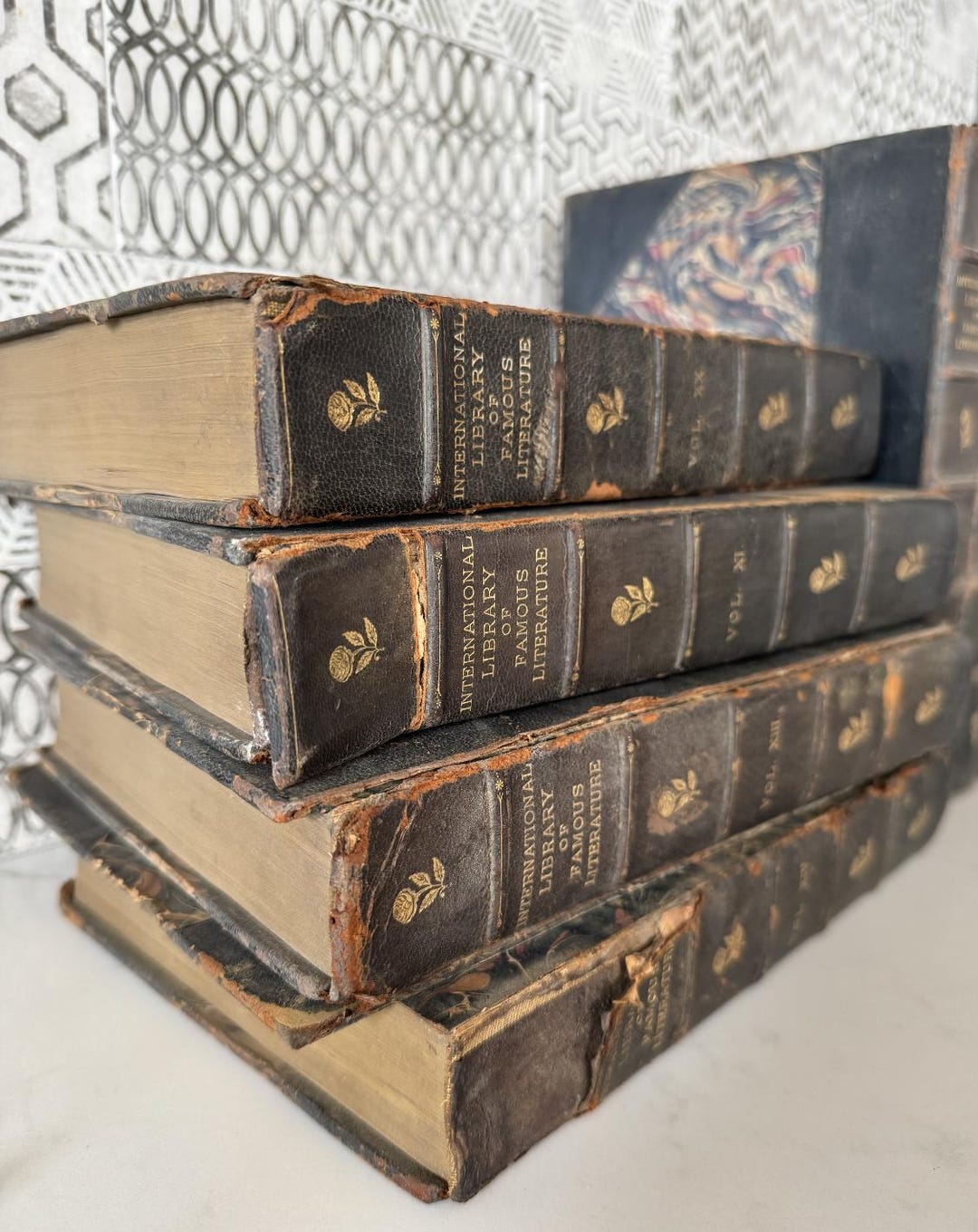 Antique 1800s International Library Book, Gilt Lettering, Random Volume ...