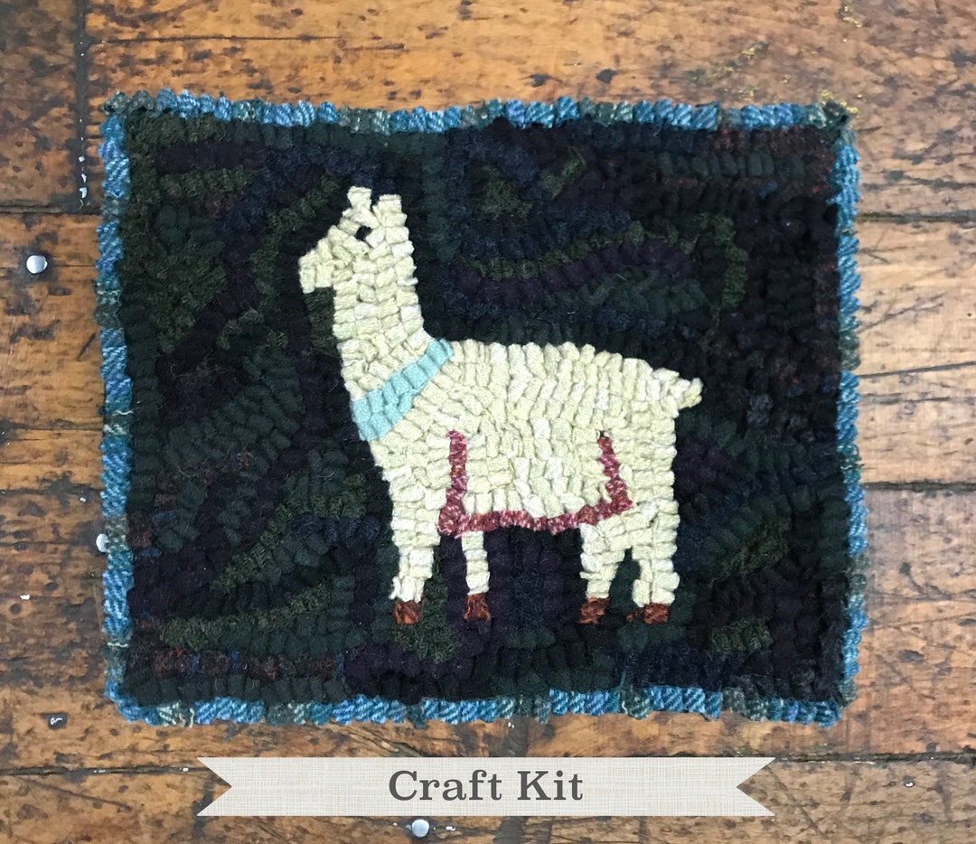Llama Rug Hooking Kit: 8x8 Primitive Fiber Art - Etsy
