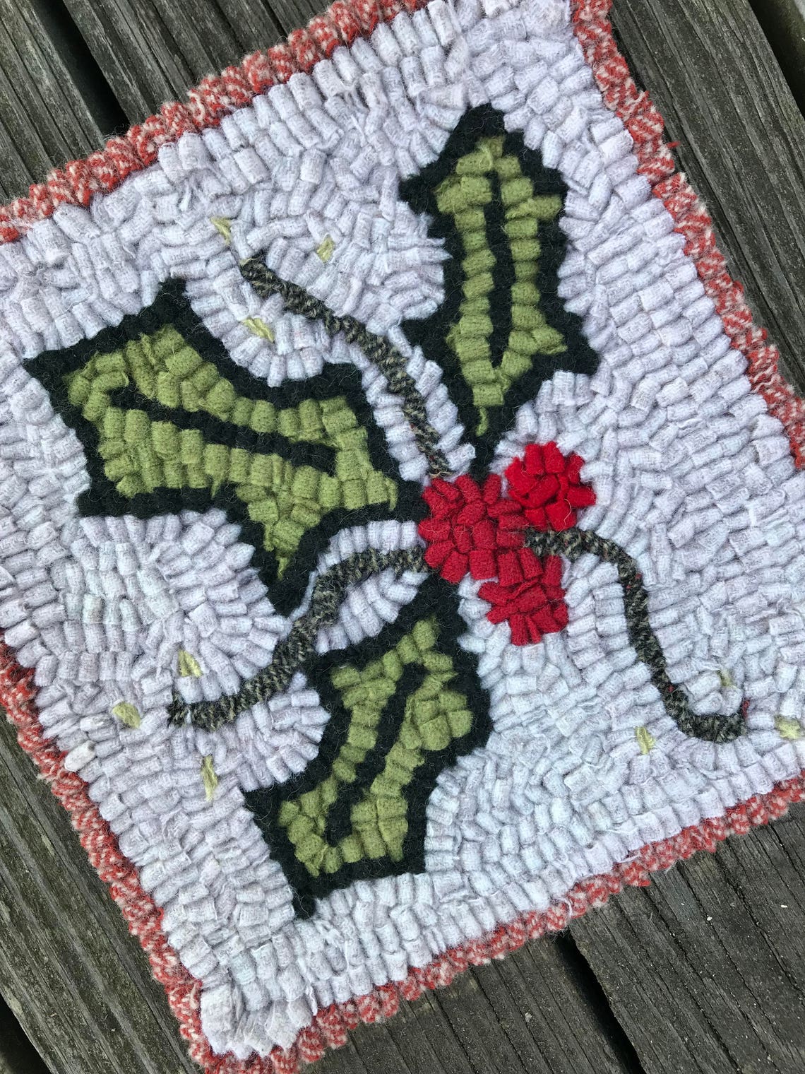 Rug Hooking Kit Holly Complete Beginner Rug Hooking Kit on | Etsy