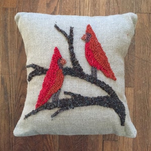Rug Hooking Kit - DIY PILLOW KIT - Cardinal Pair Complete Rug Hooking ...