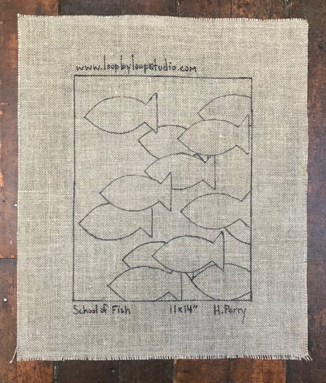 Hand Drawn School of Fish Rug Hooking Pattern (11x14 Inch) - Etsy