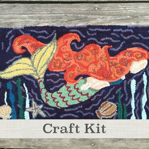 Rug Hooking Kit - Make Your Own Hooked Rug - Deep Sea Mermaid Complete ...