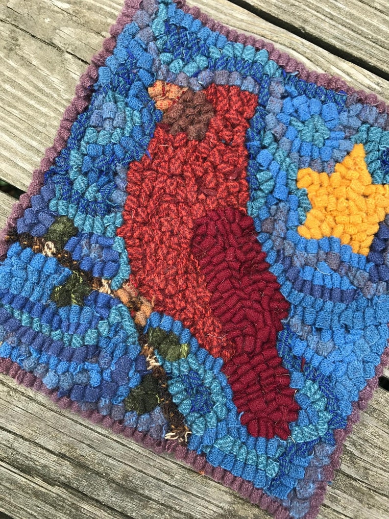 Rug Hooking Kit DIY KIT Cardinal by Guest Designer Sharon | Etsy