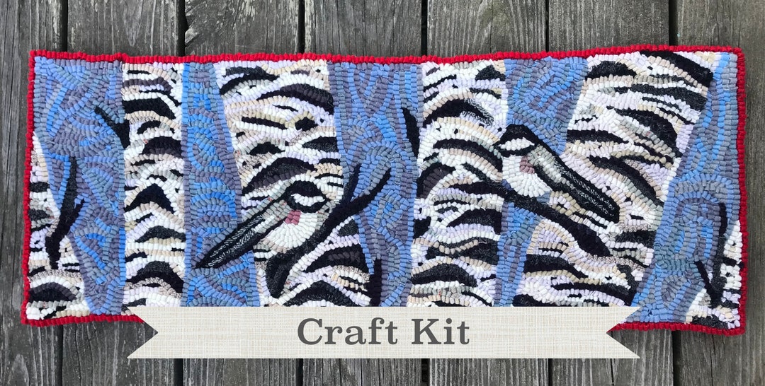 Chickadees and Birch Trees Rug Hooking Kit: 13 X 33" Fiber Art - Etsy
