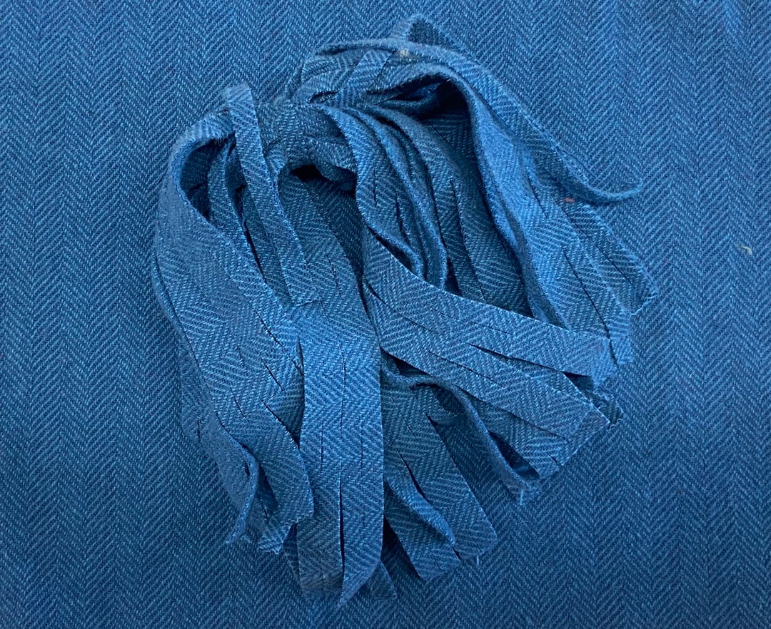 Rug Hooking Wool Strips or Swatch - Medium Blue Herringbone - 100% Wool ...