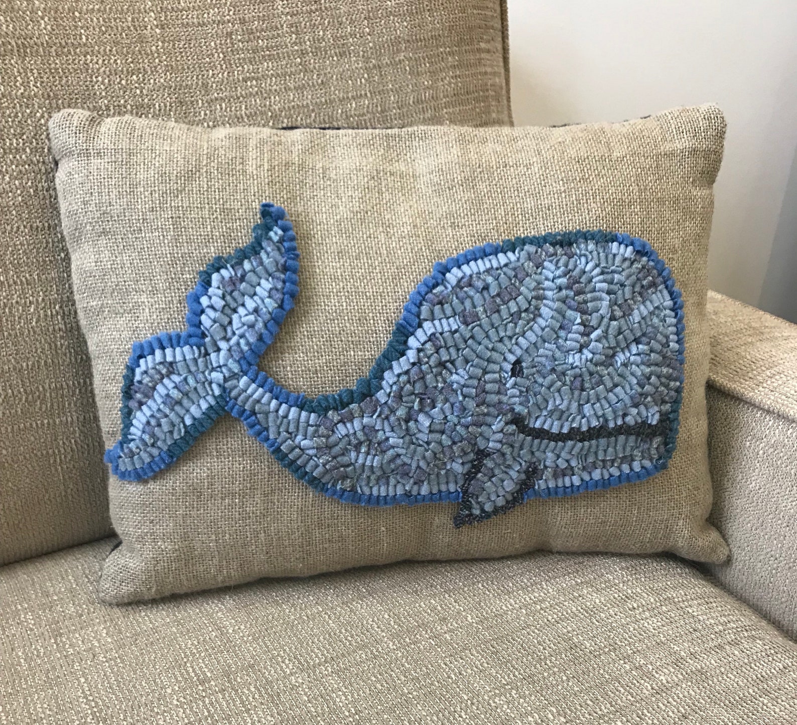 Rug Hooking Kit Smiling Whale Complete Rug Hooking Pillow | Etsy