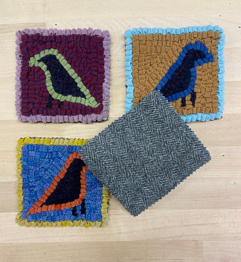 Rug Hooking Kit DIY Wool Coaster Kit Rainbow Birds | Etsy