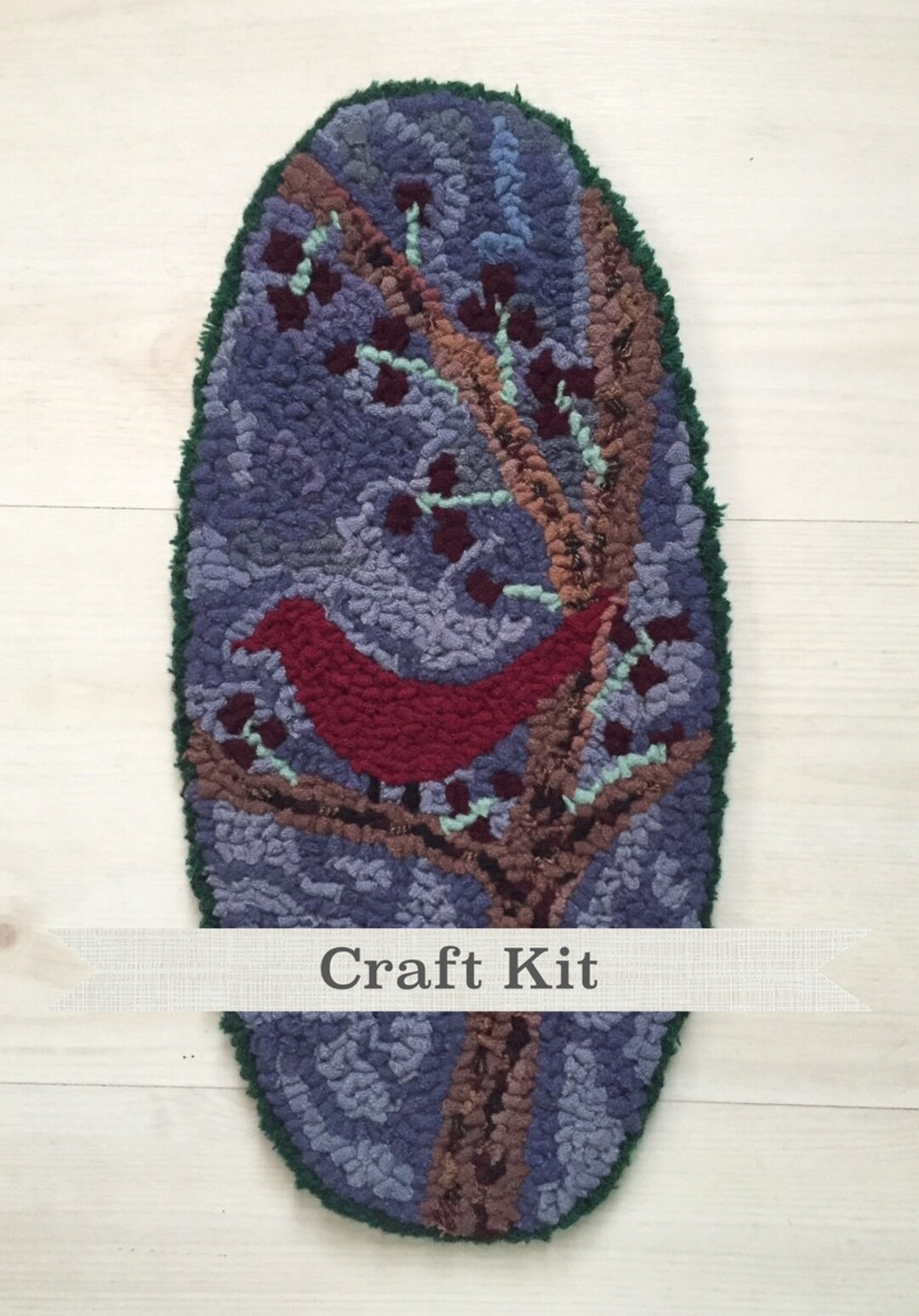 Rug Hooking Kit - Birds and Berries Complete Primitive Beginner Rug ...
