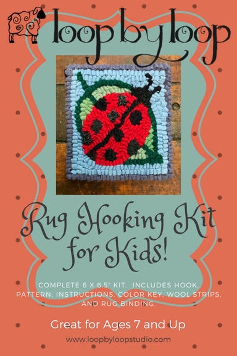 Rug Hooking Kit Kid Friendly Fiber Art Kit Ladybug | Etsy