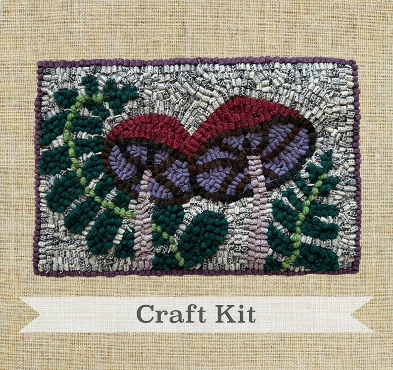 Ferns & Mushrooms Rug Hooking Kit: Beginner DIY Wool Craft - Etsy