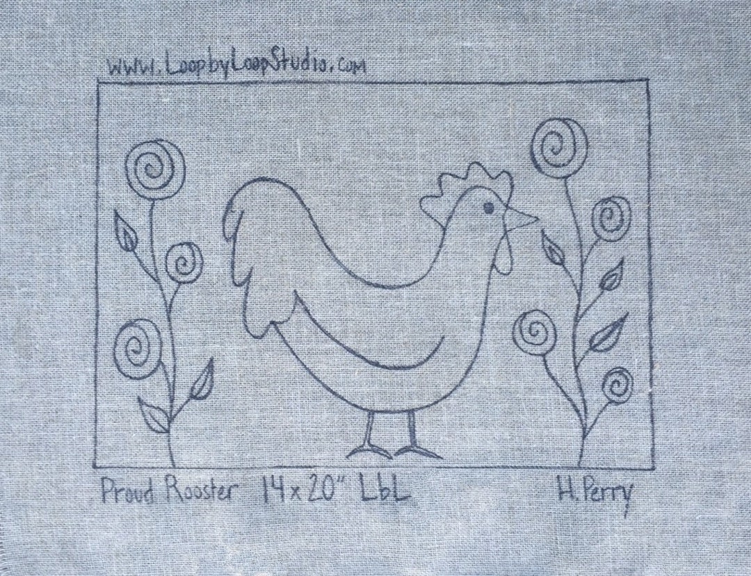 Proud Rooster Rug Hooking Pattern: Hand Drawn, Primitive Design (14x20 ...