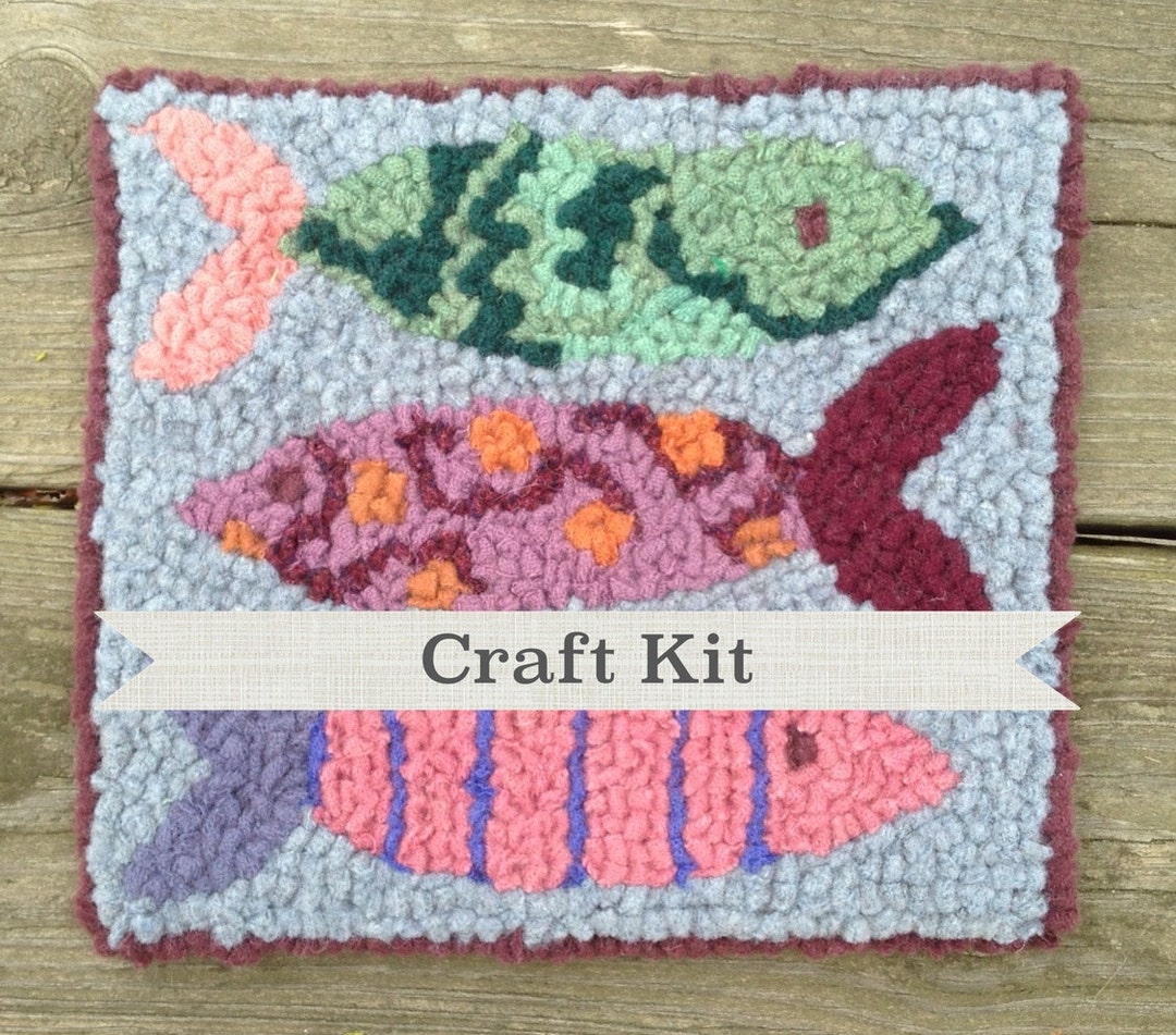Fish Rug Hooking Kit: Beginner DIY Fiber Art (7.5x8.5 Inch) - Etsy