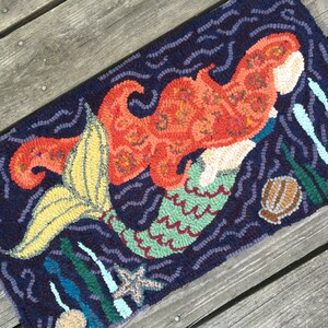 Rug Hooking Kit - Make Your Own Hooked Rug - Deep Sea Mermaid Complete ...