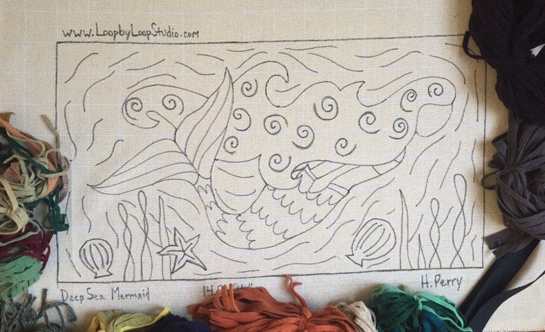 Rug Hooking Kit Make Your Own Hooked Rug Deep Sea Mermaid | Etsy