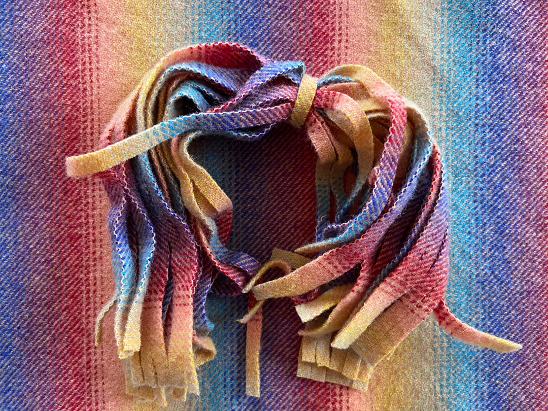 Rug Hooking Wool Strips or Swatches Yellow Rainbow 100% Wool Roughly 8 ...