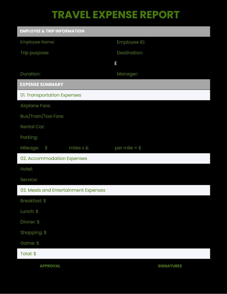 Travel Expense Report Template Canva | Editable Business Travel Tracker ...