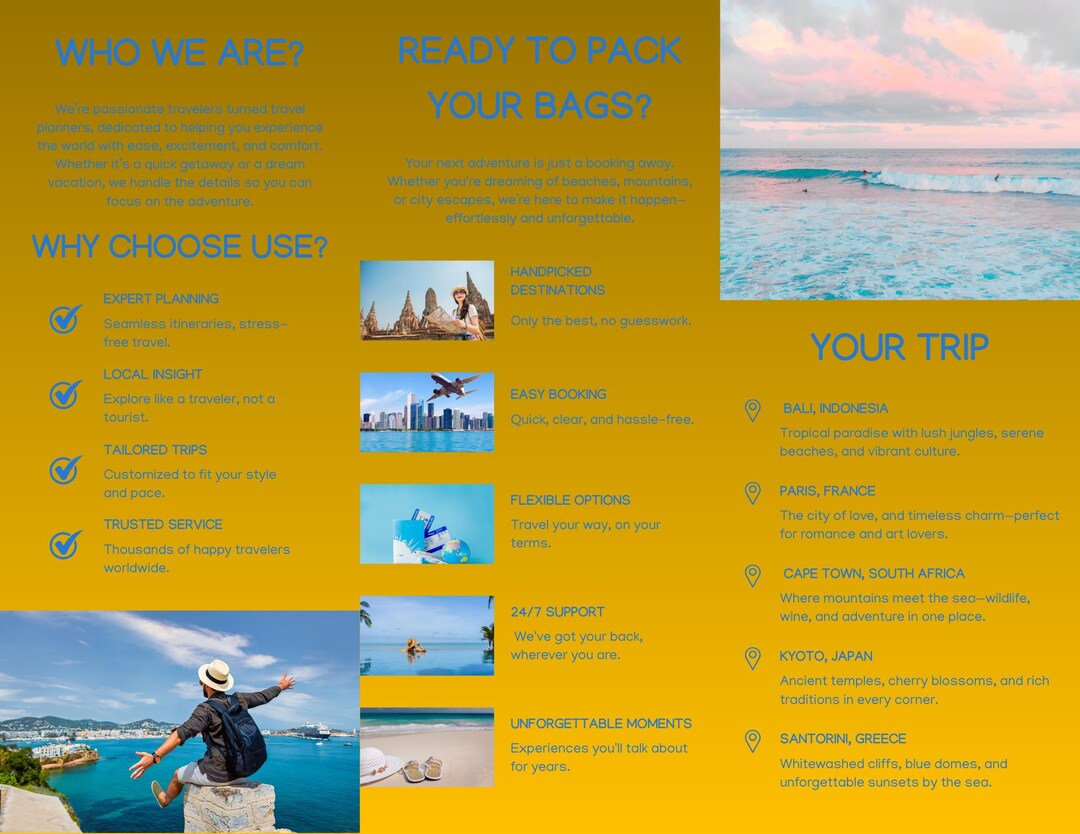 Travel Brochure Template | Editable Canva Travel Agency Flyer | Digital ...