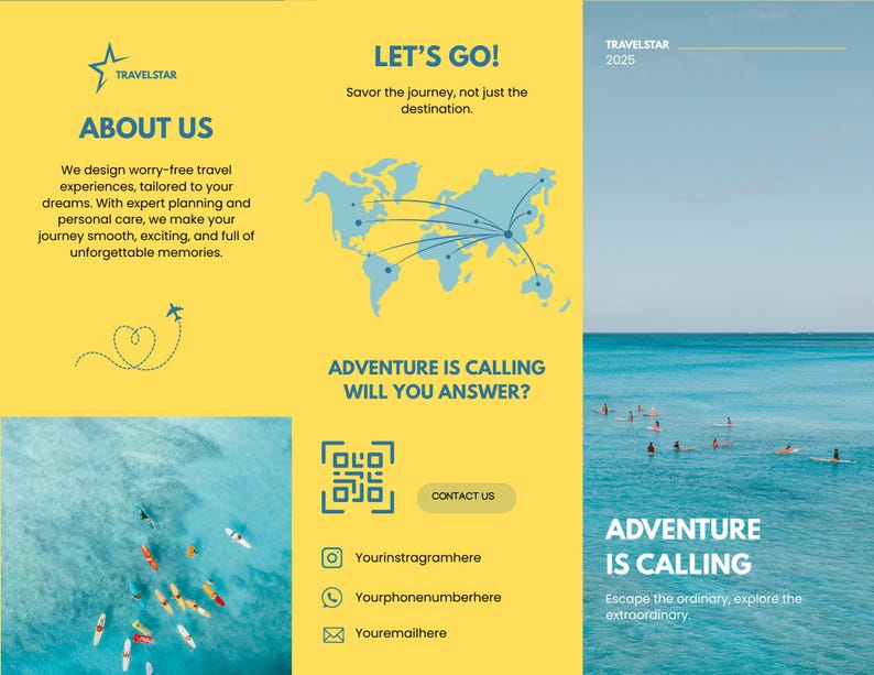 Travel Brochure Template | Editable Canva Travel Agency Flyer | Digital ...