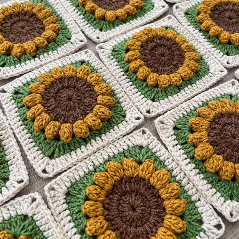 3D Sunflower Granny Square Pattern- Beginner Friendly PDF - Etsy