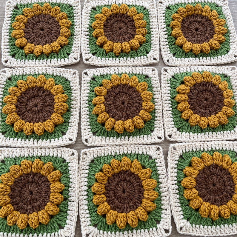 3D Sunflower Granny Square Pattern- Beginner Friendly PDF - Etsy