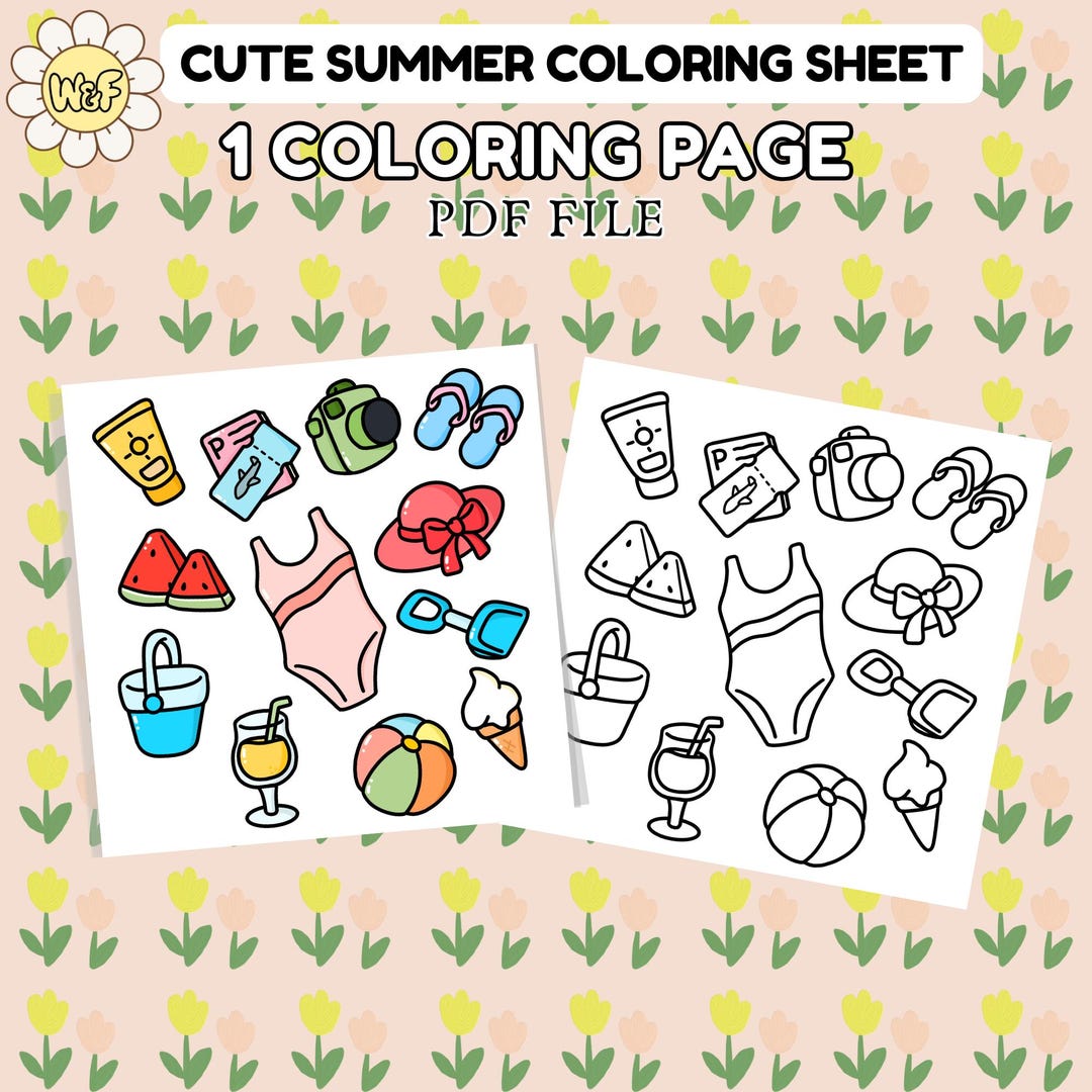 Printable Summer Coloring Page (instant Download) - Etsy