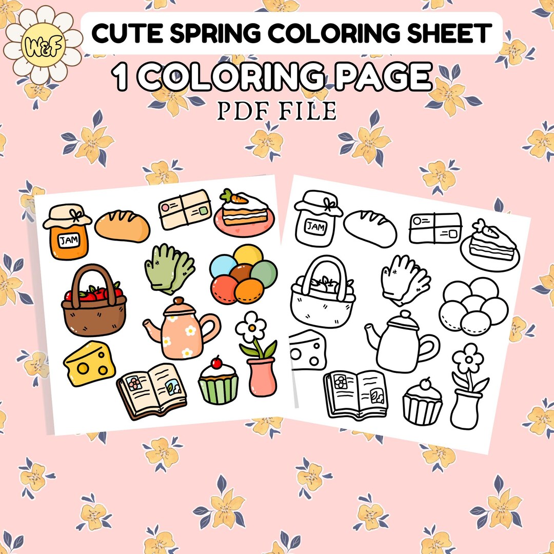 Printable Spring Doodles Coloring Page (instant Download) - Etsy