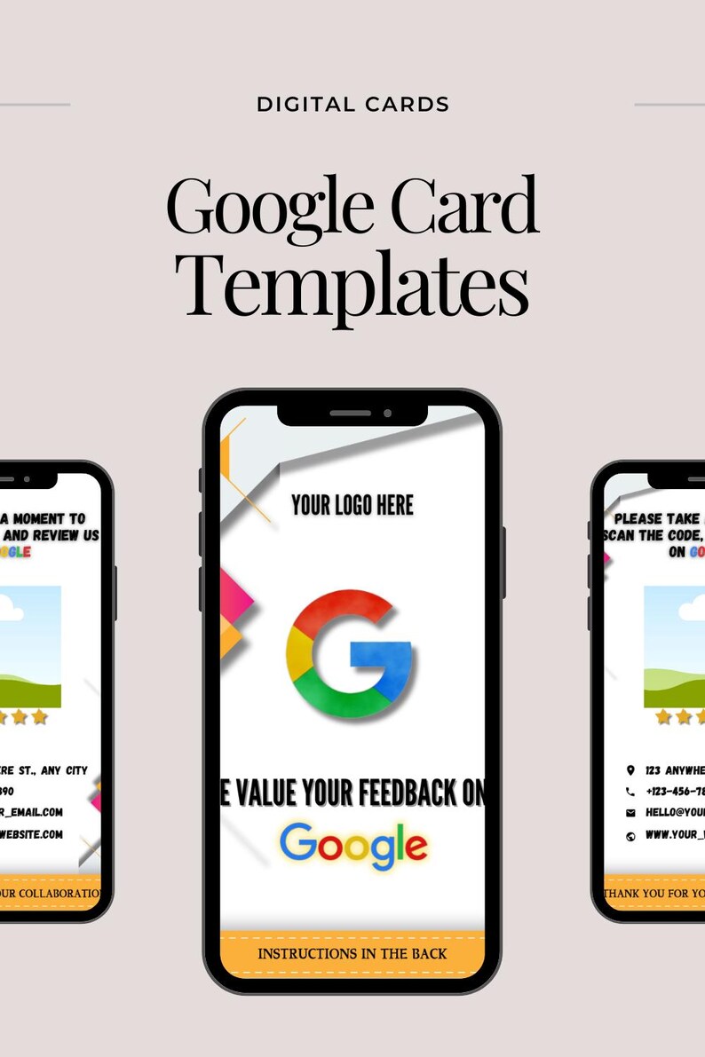 Editable Google Review Request Card: Modern Canva Template (digital ...
