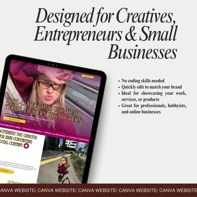 UGC Creator Portfolio Website Template | Canva Editable Media Kit - Etsy