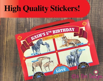 Custom Animal Cracker Labels 5 Childrens Carnival Birthday Party Favor ...