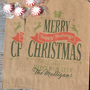 Merry Christmas Treat Bags | Goodie Bags | Cookie Bags | Holiday Party ...