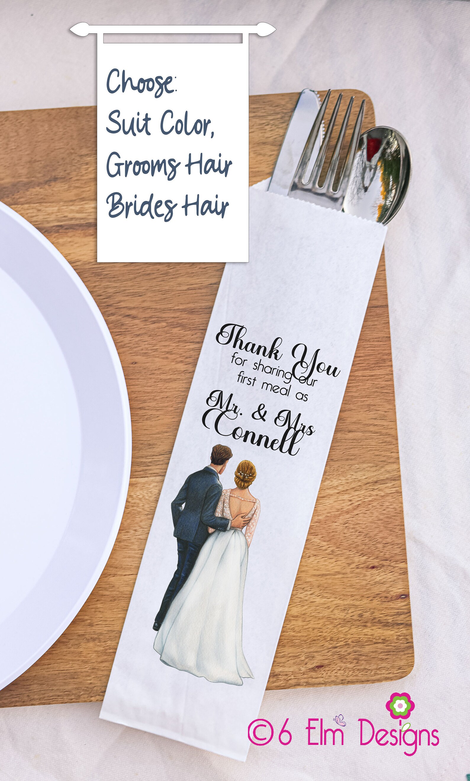Thank You for Sharing Our First Meal Together Wedding Silverware Bags ...