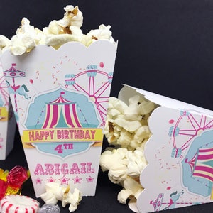 Circus Popcorn Boxes | Carnival Birthday Party | Carnival Popcorn Boxes ...