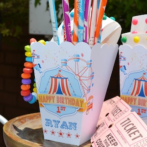 Circus Popcorn Favor Boxes | Carnival Birthday Party | Carnival Popcorn ...