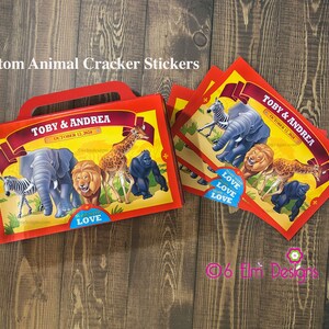 Animal Cracker Labels and Stickers, Wedding Animal Cracker Stickers ...
