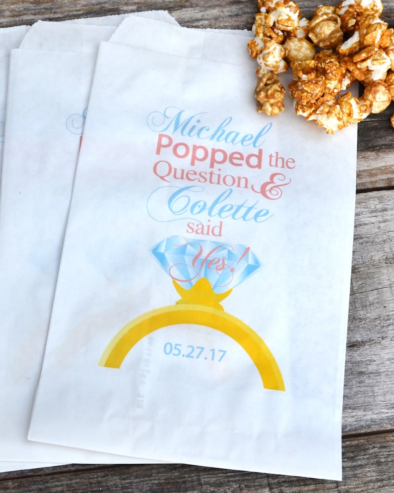 Popped the Question Party Favor Bags, Engagement Party Candy Bags ...