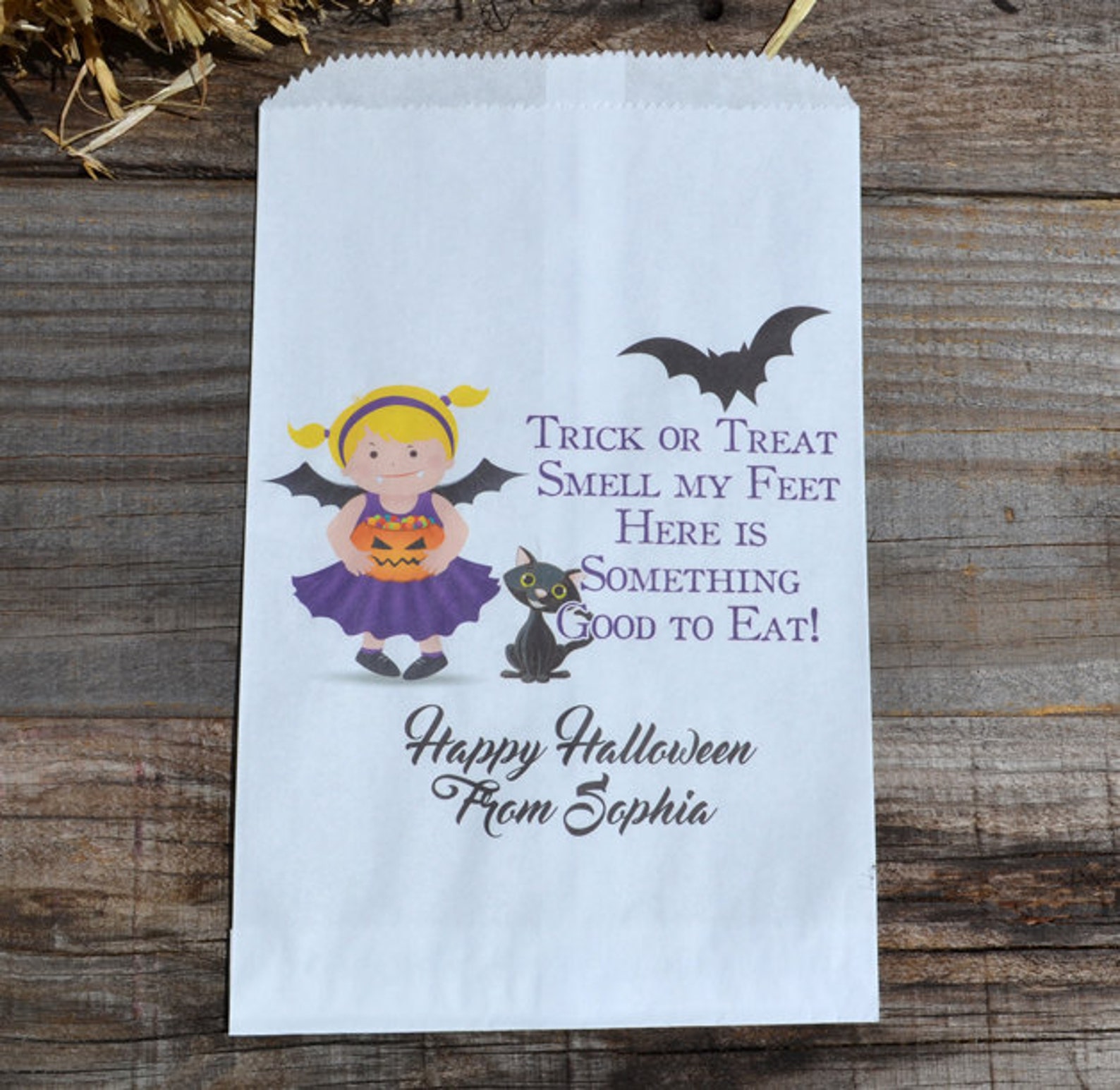 Girl Bat Halloween Personalized Goodie Bags for Halloween Party Favors ...